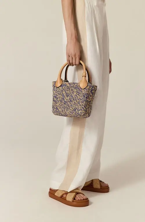Helen Kaminski Mini Ampara Woven Tote Bag - Lapis Melange/beige