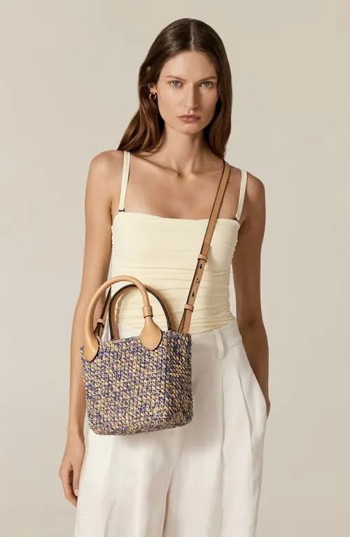 Helen Kaminski Mini Ampara Woven Tote Bag - Lapis Melange/beige