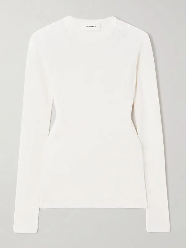 LISA YANG Vivian Cotton And Cashmere-blend T-shirt - Cream
