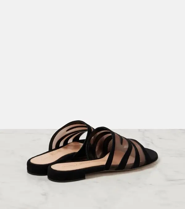 GIANVITO ROSSI Tigra Suede And Mesh Slides