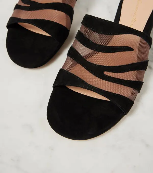 GIANVITO ROSSI Tigra Suede And Mesh Slides