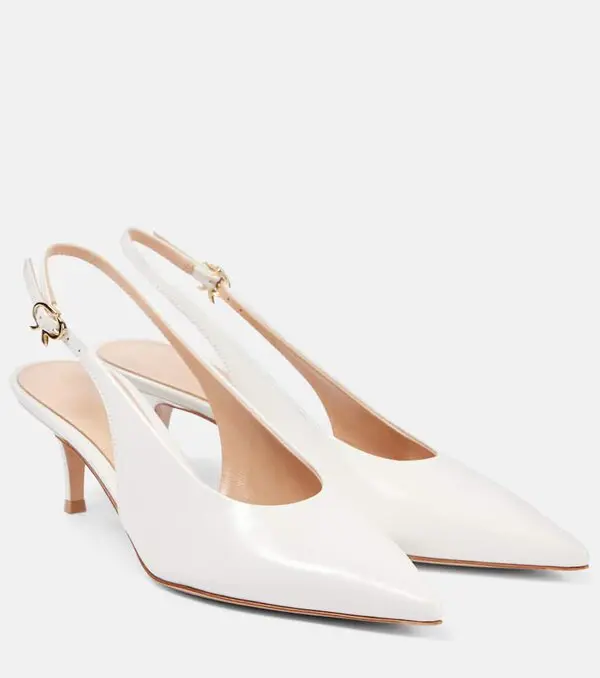 GIANVITO ROSSI Robbie Sling 55 Leather Slingback Pumps - White