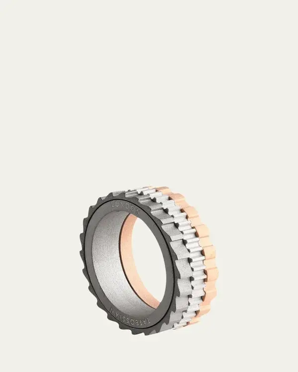 Tateossian Rotating Gears Band Ring - Silver