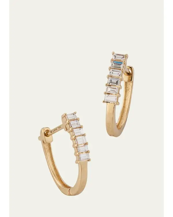 Lana Jewelry 14k Mini Baguette Diamond Huggie Earrings - Gold