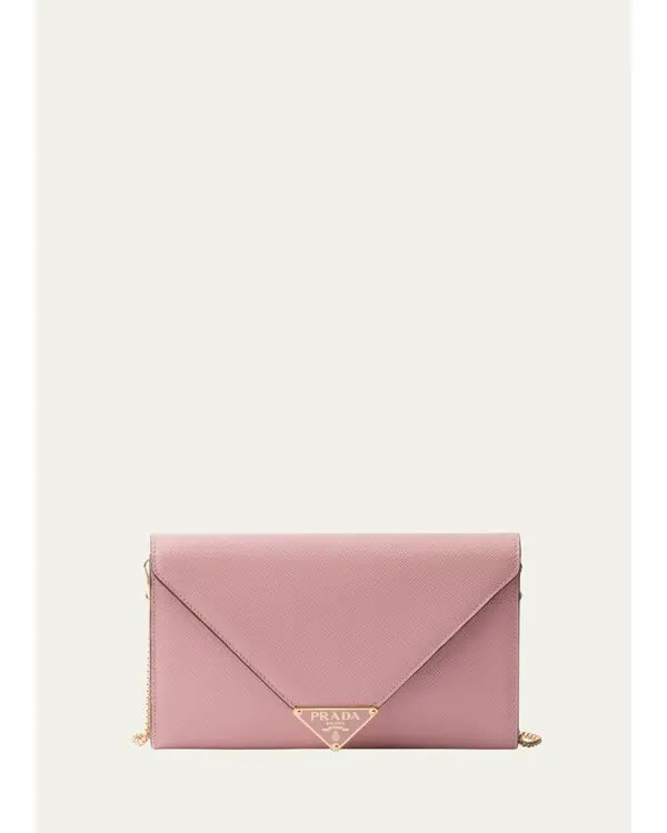 Prada Envelope Flap Saffiano Leather Wallet On Chain - Pesco