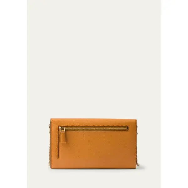 Prada Envelope Flap Saffiano Leather Wallet On Chain