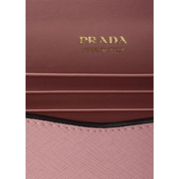 Prada Envelope Flap Saffiano Leather Wallet On Chain