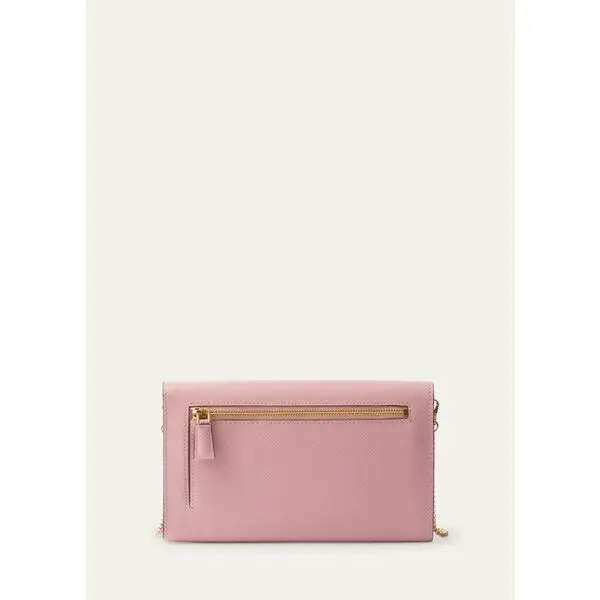 Prada Envelope Flap Saffiano Leather Wallet On Chain