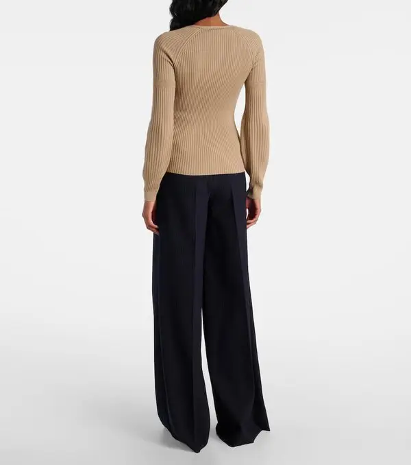 Max Mara Gioiosa Ribbed-knit Cotton Sweater - Beige