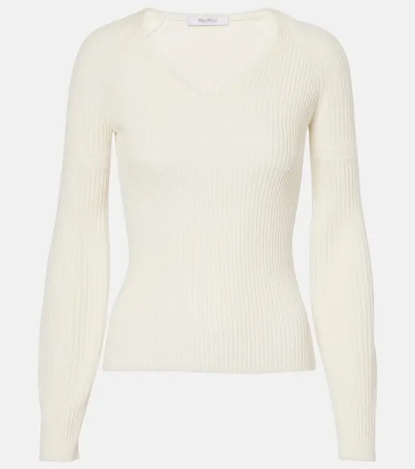 Max Mara Gioiosa Ribbed-knit Cotton Sweater - White