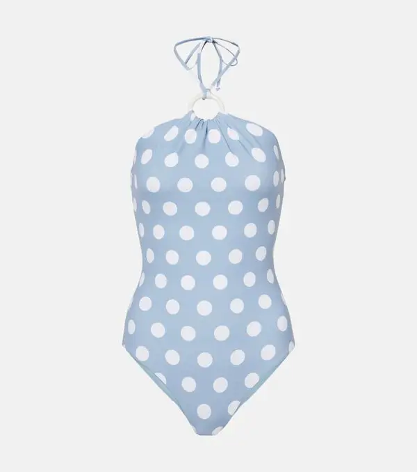 Marysia Avalon Halterneck Polka-dot Swimsuit - Blue