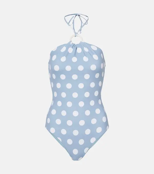 Marysia Avalon Halterneck Polka-dot Swimsuit - Blue