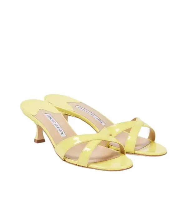 Manolo Blahnik Callamu 50 Patent Leather Sandals - Yellow