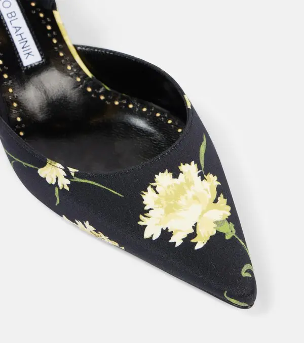 Manolo Blahnik Carolyne 50 Floral Slingback Pumps