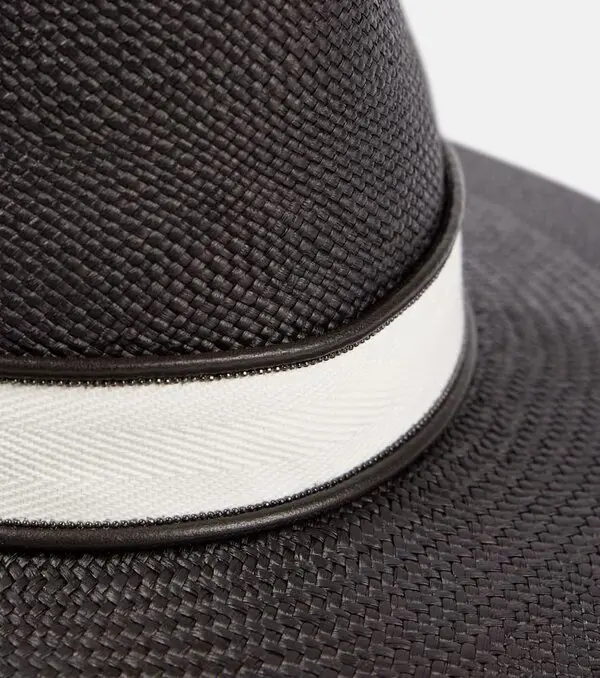 Brunello Cucinelli Monili Straw Fedora - Black