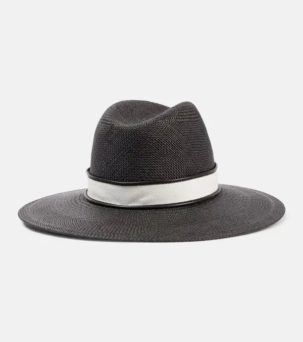 Brunello Cucinelli Monili Straw Fedora - Black