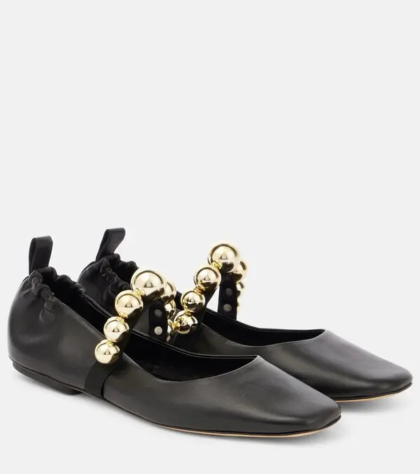 SOULIERS MARTINEZ Flamenca Leather Mary Jane Flats - Black