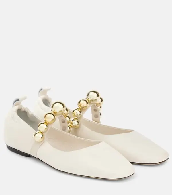 SOULIERS MARTINEZ Flamenca Leather Mary Jane Flats - White