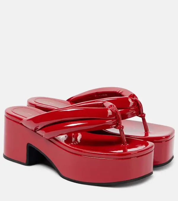 Dries Van Noten 60 Patent Leather Thong Sandals - Red
