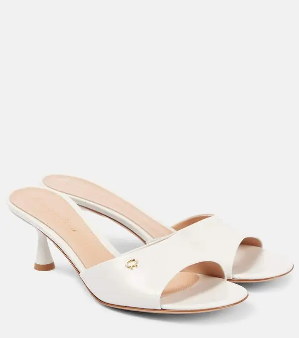 GIANVITO ROSSI 55 Leather Mules - White