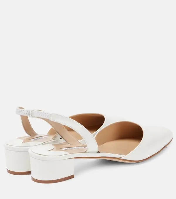Manolo Blahnik Aspro 30 Leather Slingback Pumps - White