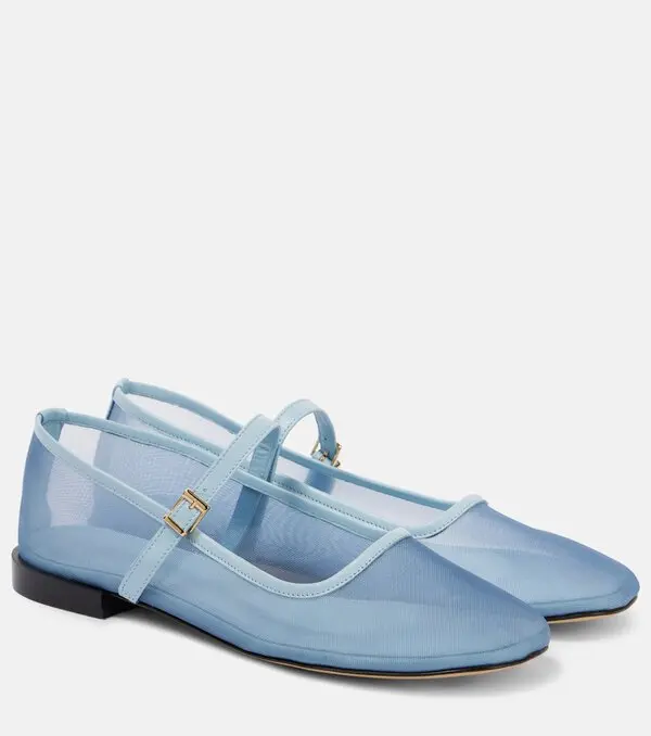SOULIERS MARTINEZ Minima Tulle Mary Jane Flats - Blue