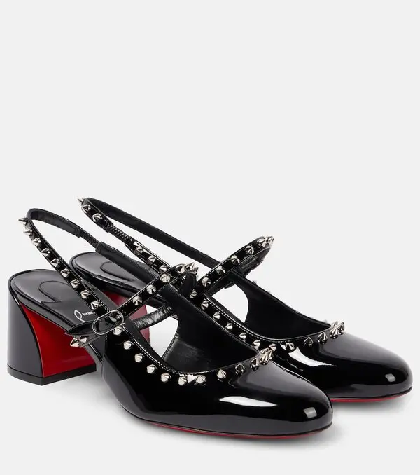 CHRISTIAN LOUBOUTIN Janispikes 55 Patent Leather Mary Jane Pumps - Black