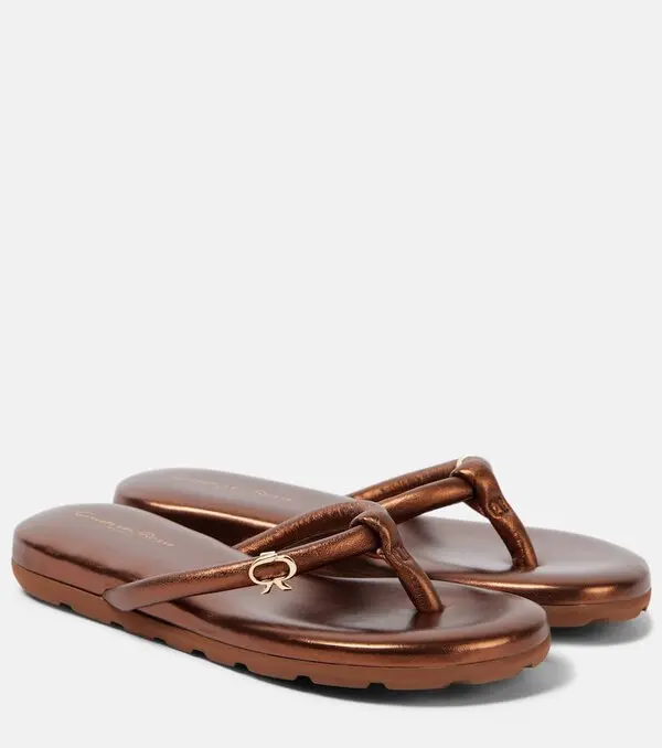 GIANVITO ROSSI Fiji Leather Thong Sandals - Brown