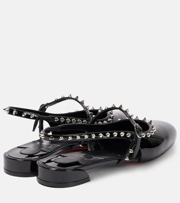 CHRISTIAN LOUBOUTIN Sweet Janispikes Slingback Flats - Black