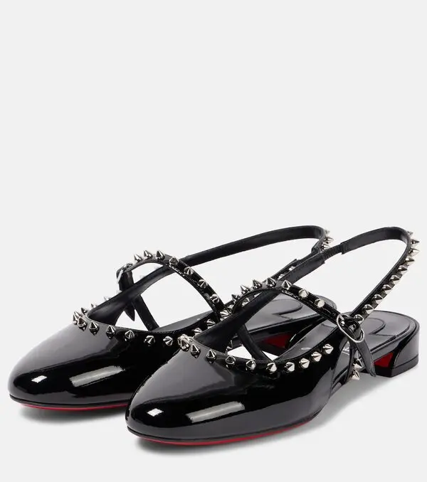 CHRISTIAN LOUBOUTIN Sweet Janispikes Slingback Flats - Black