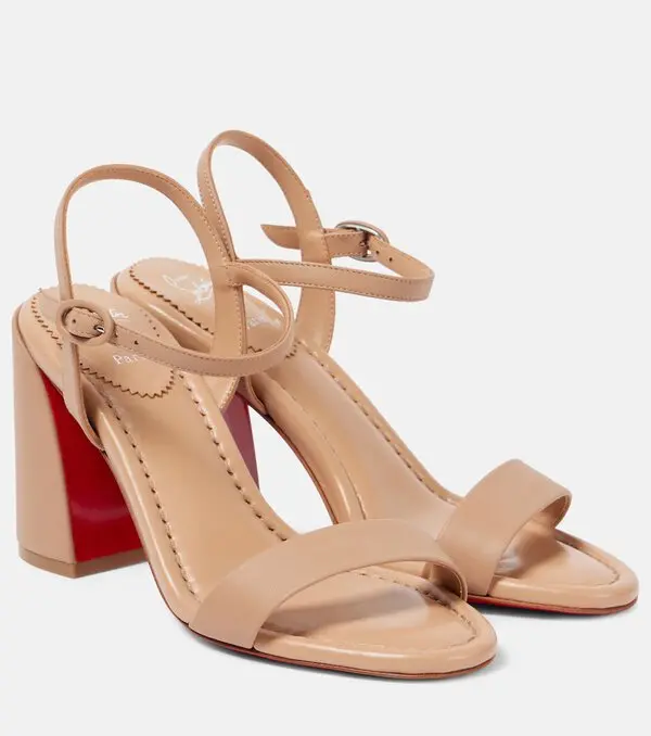 CHRISTIAN LOUBOUTIN Miss Jane Leather Slingback Sandals - Beige