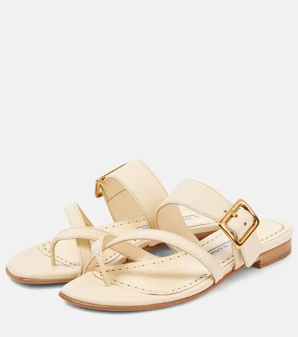 Manolo Blahnik Thalusa 10 Leather Sandals