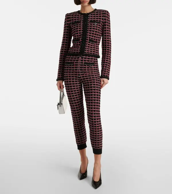 SELF-PORTRAIT Tweed High-rise Leggings