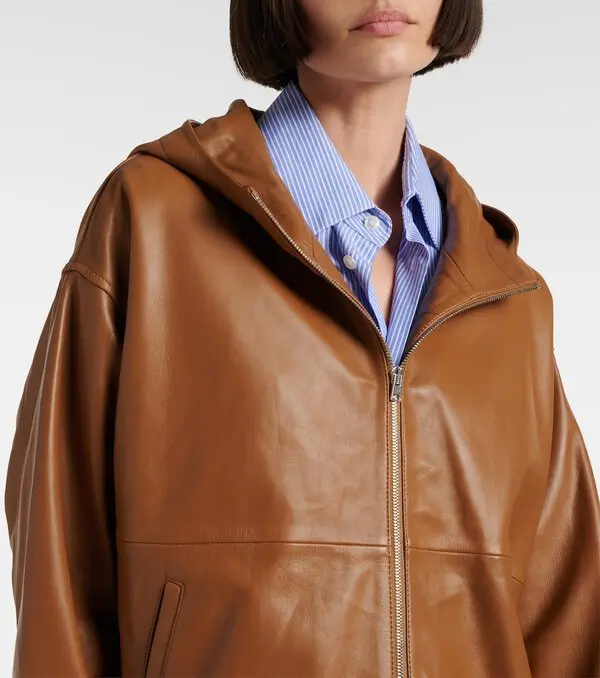 YVES SALOMON Hooded Leather Jacket