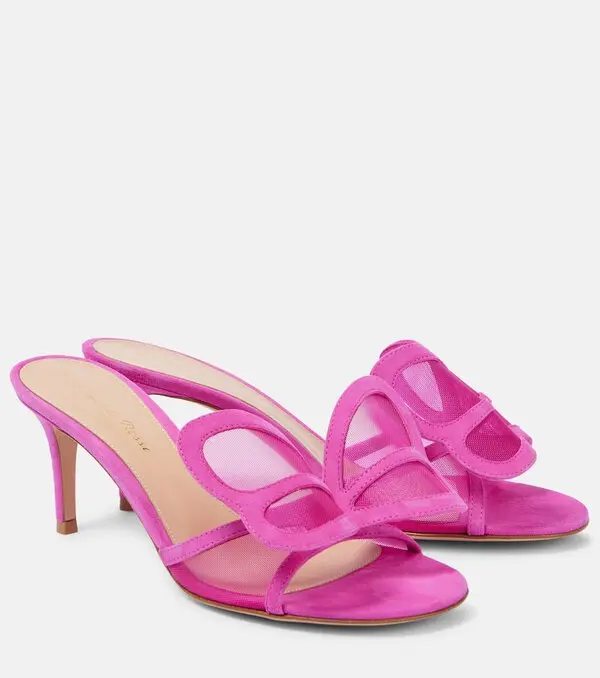 GIANVITO ROSSI Ilia 70 Mesh Mules - Pink
