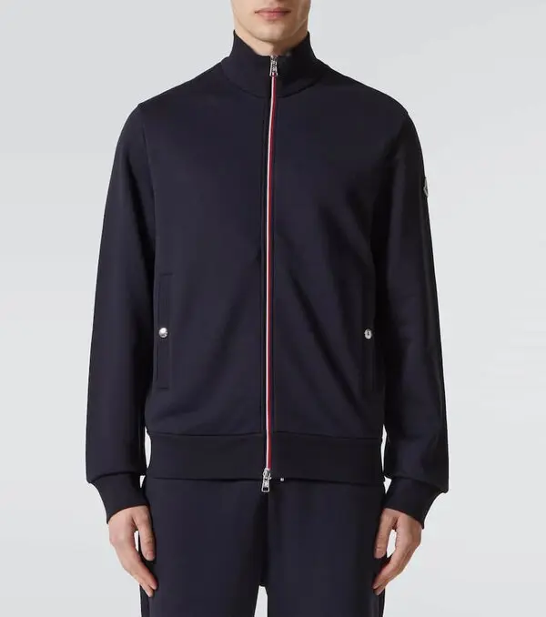 Moncler Cotton Jersey Zip-up Sweater