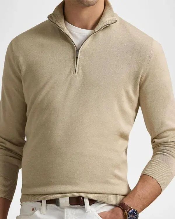 Polo Ralph Lauren Cotton Quarter-zip Sweater - Cream