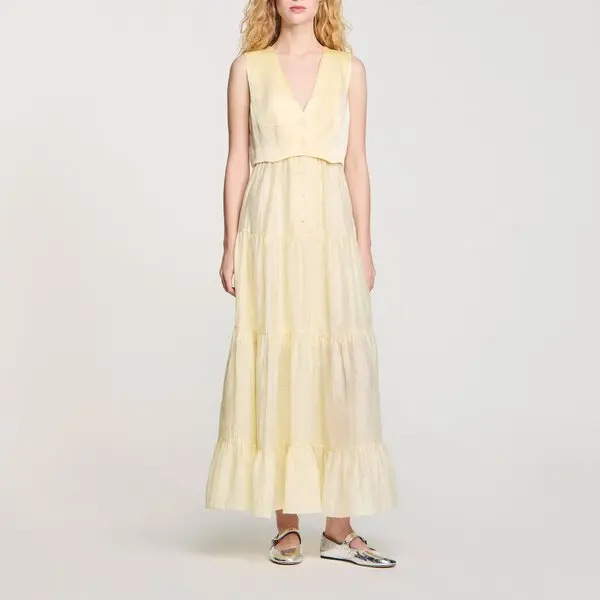 Sandro Linen Maxi Dress - Light Yellow