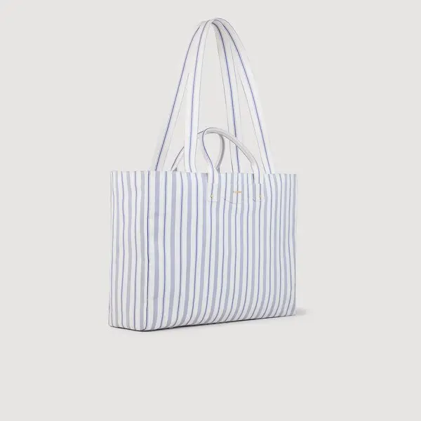 Sandro Striped Canvas Tote Bag