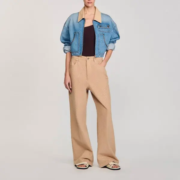 Sandro Denim Studded Jacket - Blue Jean