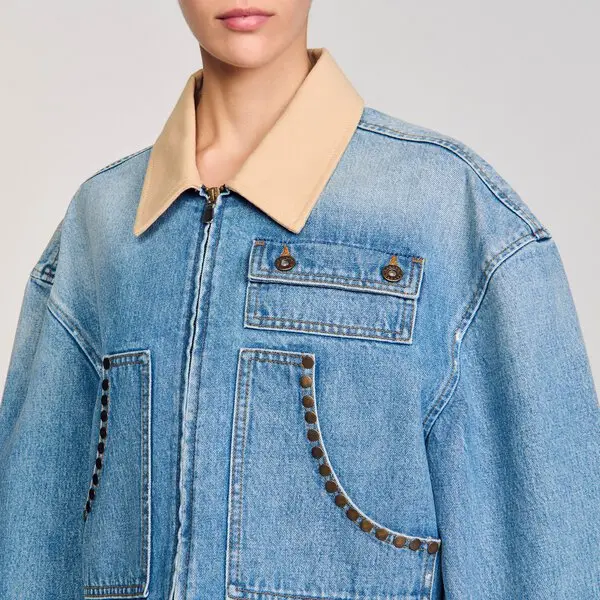 Sandro Denim Studded Jacket