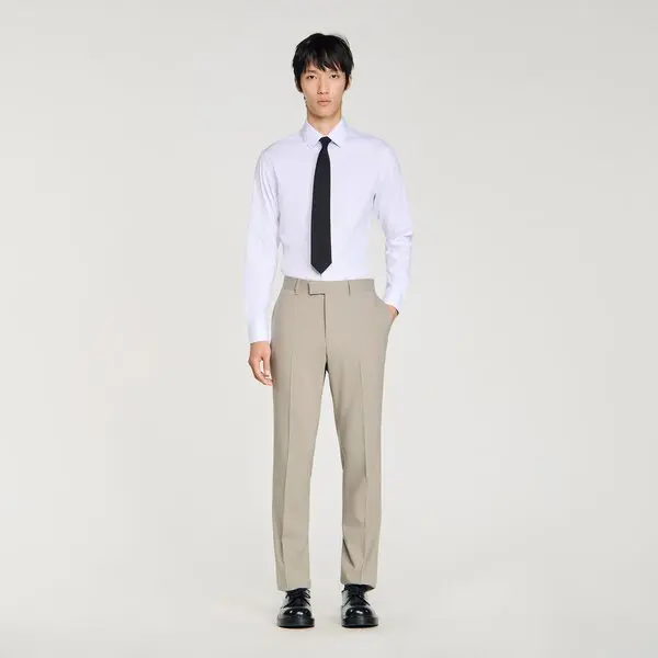 Sandro Classic Wool Suit Trousers - Aluminum