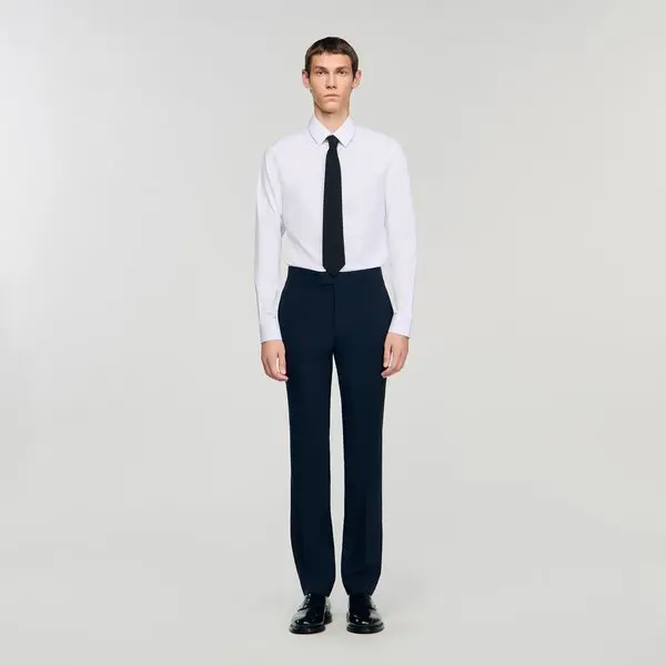 Sandro Classic Wool Suit Trousers - Navy Blue