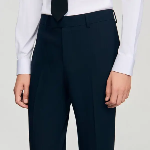 Sandro Classic Wool Suit Trousers - Navy Blue