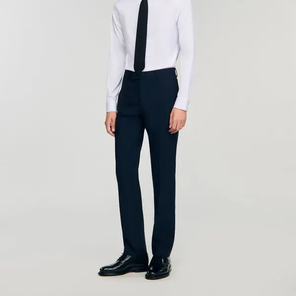 Sandro Classic Wool Suit Trousers - Navy Blue
