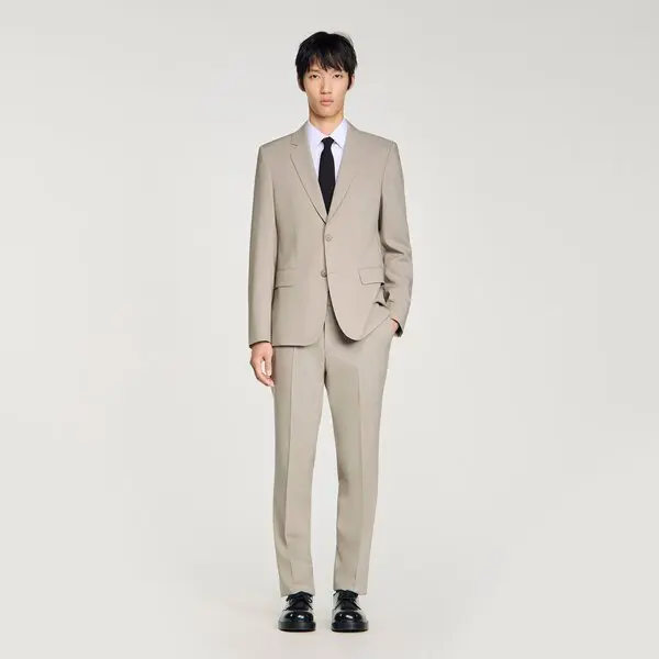 Sandro Wool Suit Jacket - Aluminum