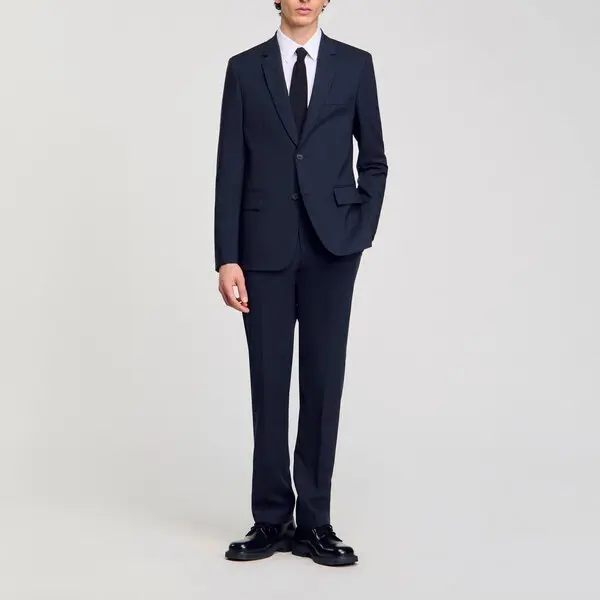 Sandro Wool Suit Jacket - Midnight Blue