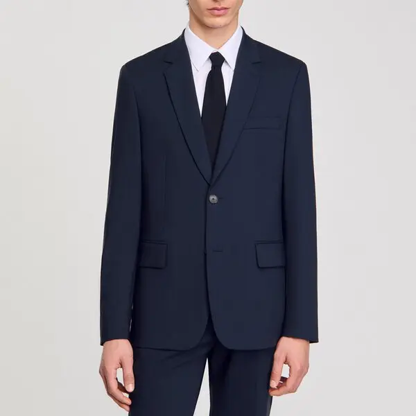 Sandro Wool Suit Jacket - Midnight Blue