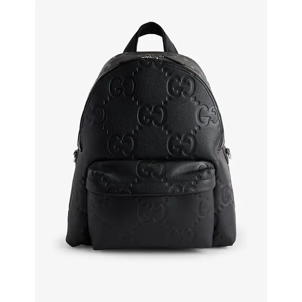 Gucci Jumbo Gg Monogram Leather Backpack - Blk/blk/blk/blk/blk