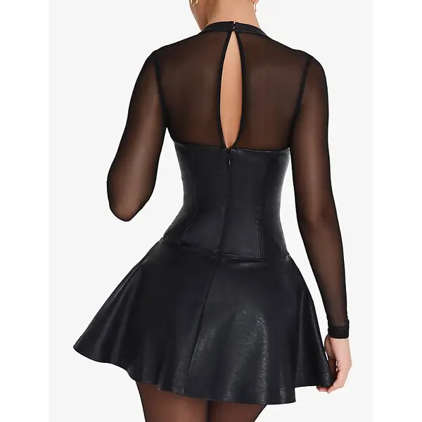 black ruffle mini dress mistress rocks Black Chiffon with Rosette Mini Ruffle Dress